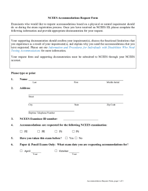 Fillable Online NCEES Accommodations Request Form Fax Email Print ...