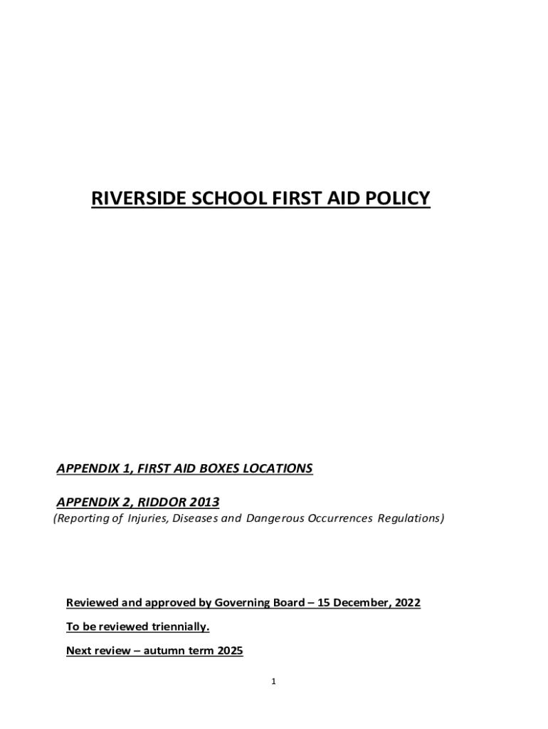 Fillable Online Riverside Primary School First Aid Policy Fax Email Print - pdfFiller