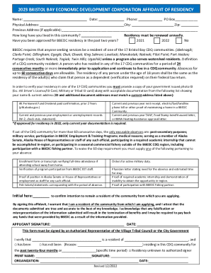 Fillable Online 2023 BBEDC Affidavit of Residency Fax Email Print - pdfFiller