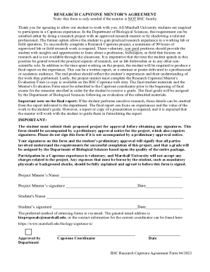 Fillable Online MPH Capstone-ILE Mentor-Mentee Agreement Fax Email ...