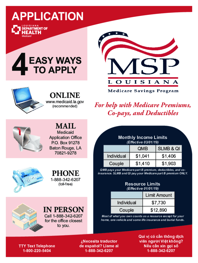 Fillable Online Medicare Savings ProgramLa Dept. of Health - Louisiana ...
