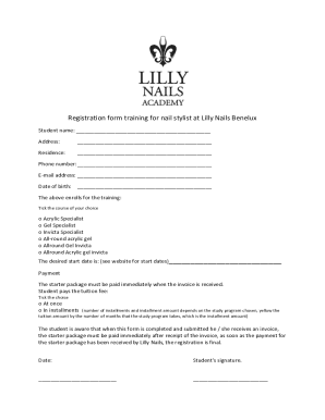 Fillable Online Registration form training for nail stylist at Lilly ...