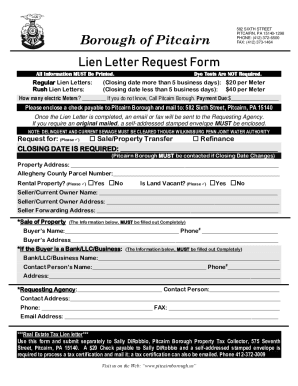 Fillable Online Lien Letter Request Form Fax Email Print - pdfFiller