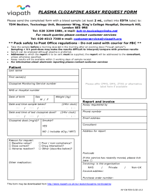 Fillable Online plasma antipsychotic drug assay request form Fax Email ...
