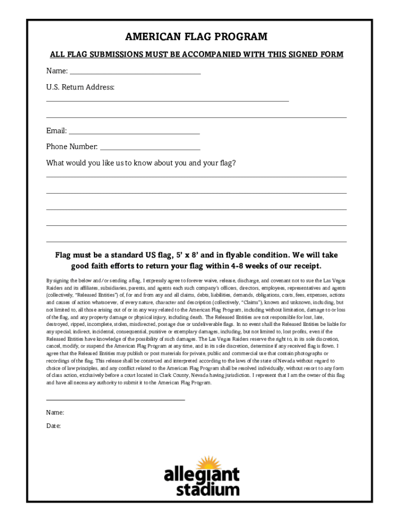 Fillable Online ALL FLAG SUBMISSIONS MUST BE ACCOMPANIED WITH THIS ...