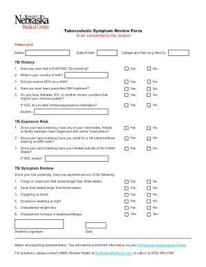 Fillable Online Tuberculosis (Tb) Questionnaire and Testing Form Fax ...