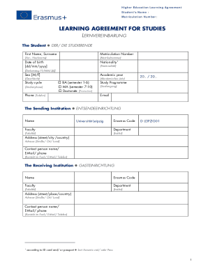 Fillable Online Learning Agreement for Studies - jura.uni-hamburg.de Fax Email Print - pdfFiller