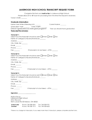 Fillable Online School Counseling Department / Transcript Request Fax ...