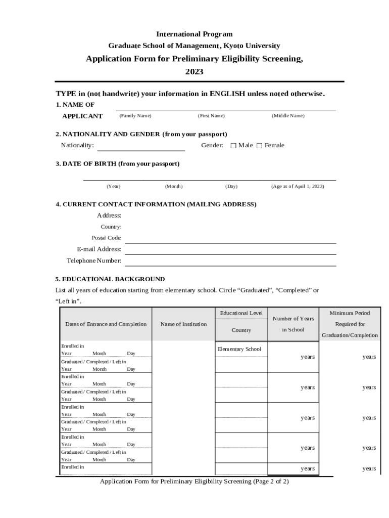 This preliminary eligibility screening process is only required for ...