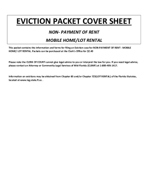 Fillable Online EVICTION PACKET COVER SHEET Fax Email Print - pdfFiller