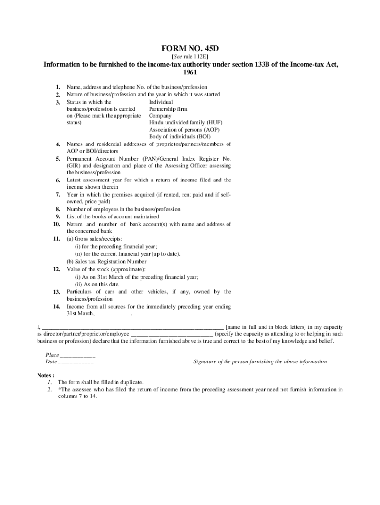 Fillable Online Form 45D - Income Tax Fax Email Print - pdfFiller