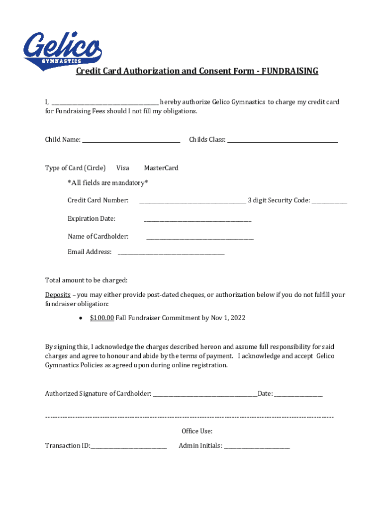 Fillable Online 2022 Fall Credit Card Authorization Form Fax Email ...