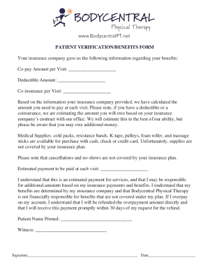 Fillable Online patient verification/benefits form Fax Email Print ...