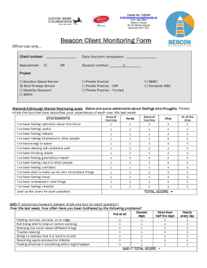 Fillable Online beacon-counselling org Beacon Client Monitoring Form ...