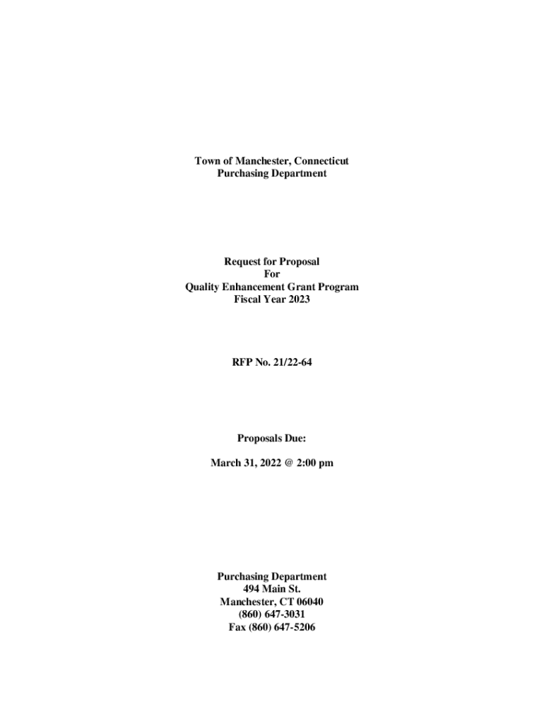 Fillable Online Request for Proposal For Quality Enhancement Grant ... Fax Email Print - pdfFiller