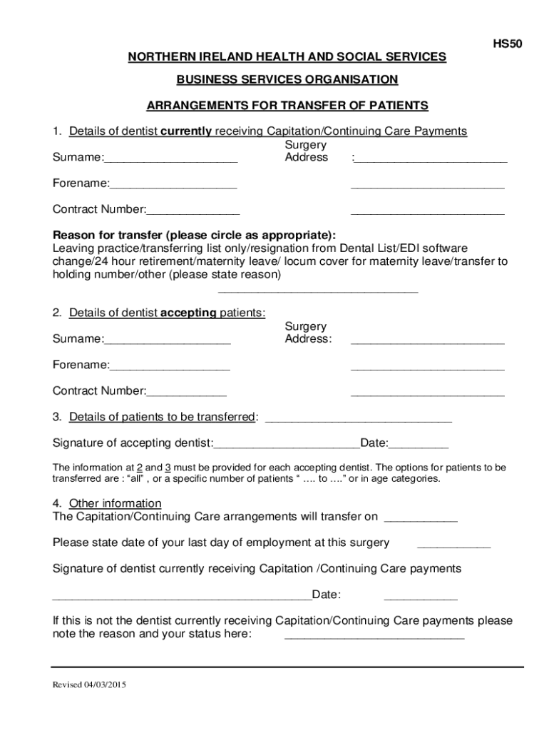 Fillable Online hscbusiness hscni Health Service dental charges and ...