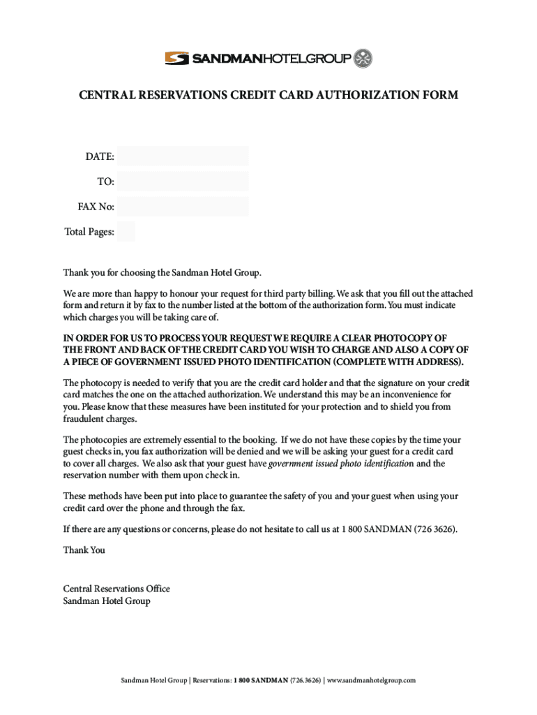 Fillable Online How To Get Credit Card Authorization Form From Hotels Fax Email Print - pdfFiller