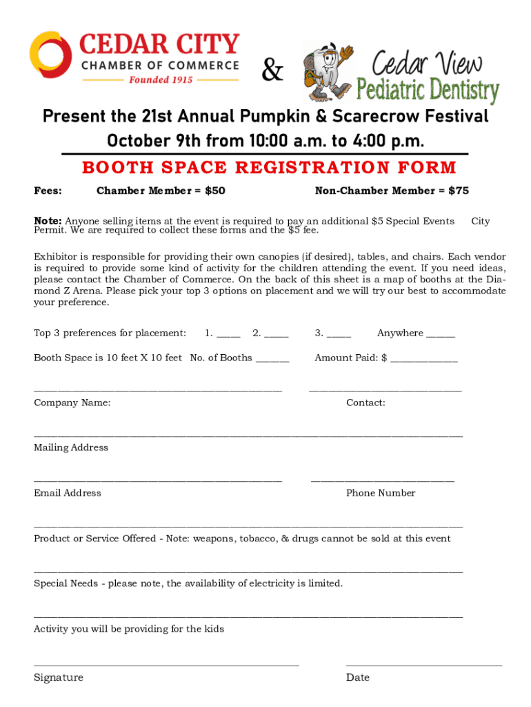 Fillable Online BOOTH SPACE REGISTRATION FORM Fax Email Print - pdfFiller