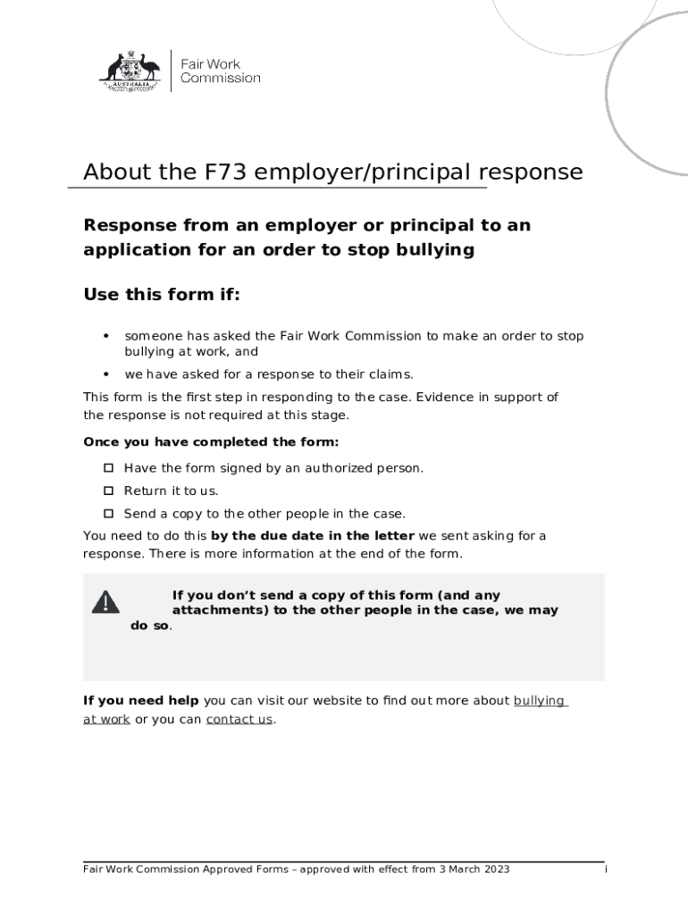 F73Response from an employer or principal to an application for an ...