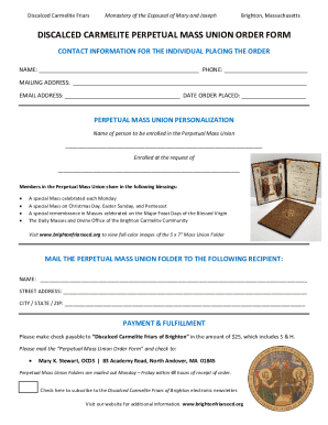 Fillable Online MASS ORDER FORM Fax Email Print - pdfFiller