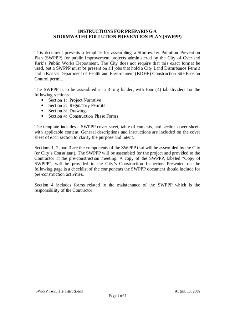 This document presents a template for assembling a Stormwater Pollution ...