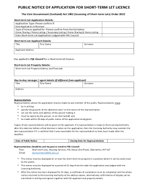 Fillable Online public notice of application for short-term let licence Fax Email Print - pdfFiller