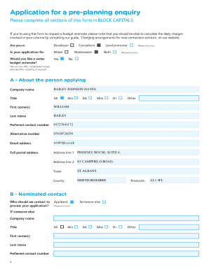 Fillable Online Pre- planning enquiry Application form Fax Email Print - pdfFiller