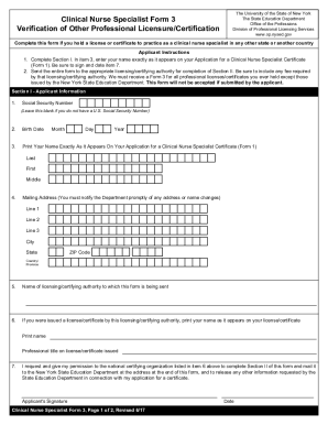 Fillable Online Nurse Form 3 - Office of the Professions - New York State ... Fax Email Print ...