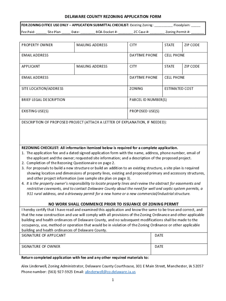 Fillable Online delaware county rezoning application form Fax Email ...