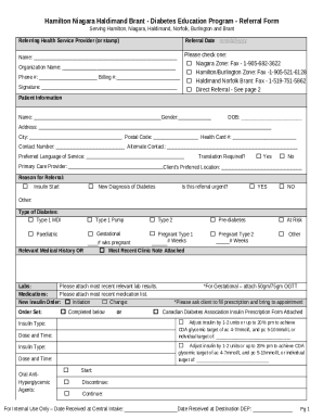 Diabetes Referral for Hamilton, On Doc Template | pdfFiller