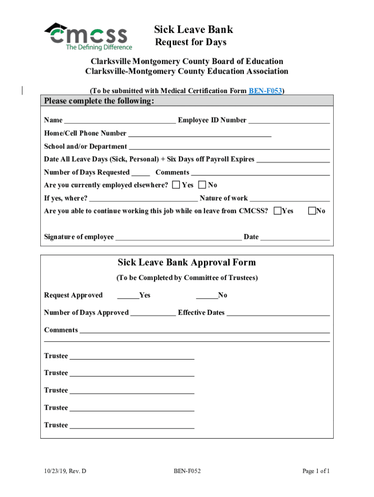 Fillable Online Sick Leave Bank Sick Leave Bank Approval Form ... Fax ...