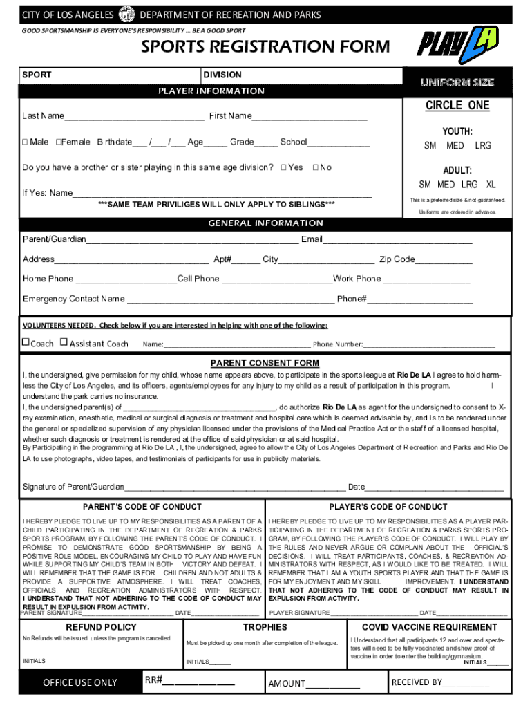 Fillable Online Lumberton Recreation Department Activity Registration ...