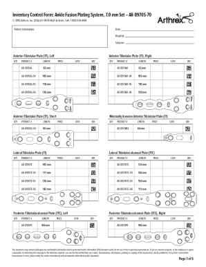 Fillable Online Inventory Control Form: Ankle Fusion Plating System, 7. ...