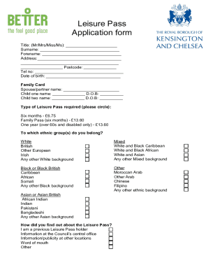 Fillable Online Leisure Pass Application form Fax Email Print - pdfFiller