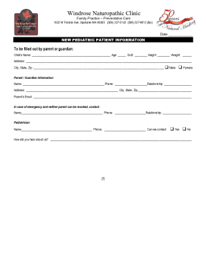 Fillable Online Child Intake Form (rev 9 Fax Email Print - pdfFiller