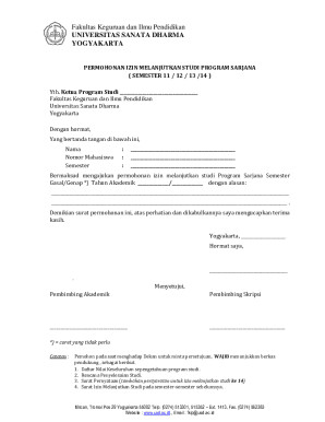 Fillable Online Surat Permohonan Melanjutkan Studi Semester 11-14.pdf ...