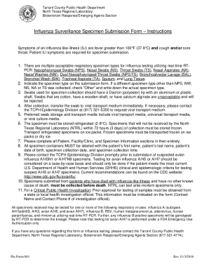 Fillable Online Influenza Surveillance Specimen Submission Form Fax ...