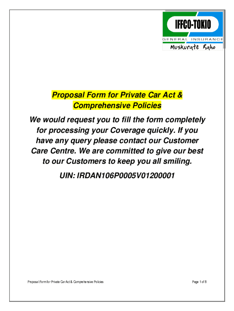 Fillable Online Motor Vehicle Proposal Form Fax Email Print - pdfFiller