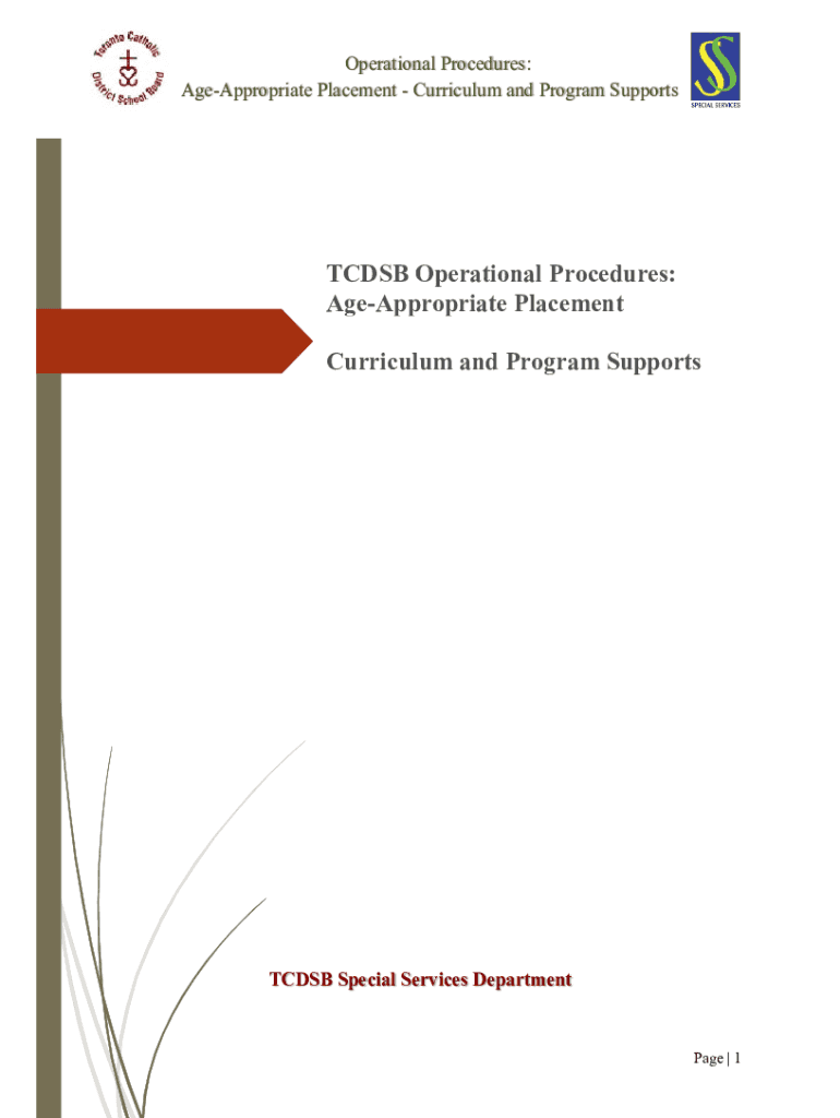 Fillable Online TCDSB Operational Procedures - Age Appropriate ...