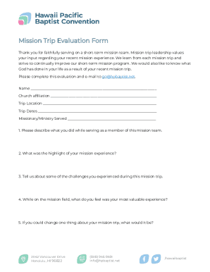 Fillable Online Team-Leader-Mission-Trip-Evaluation-Form. ... Fax Email Print - pdfFiller
