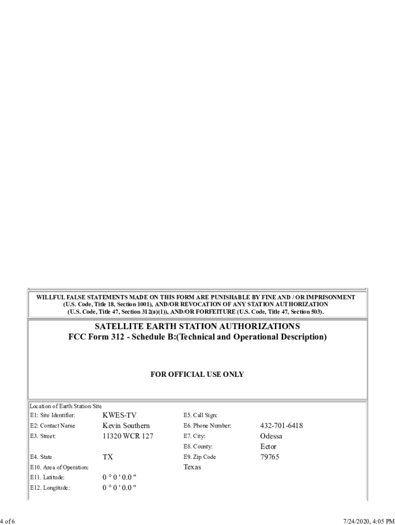 Fillable Online Form 312 is used for all Earth and Space Station ...