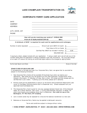 Fillable Online Corporate Ferry Card Application Fax Email Print ...