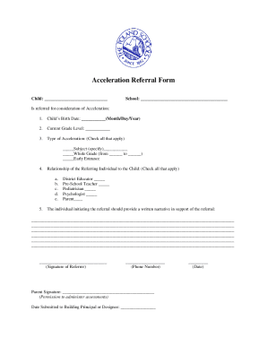 Fillable Online Acceleration Referral Form. Acceleration Referral Form ...
