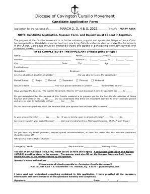 Fillable Online Get the free diocese of covington cursillo form Fax ...