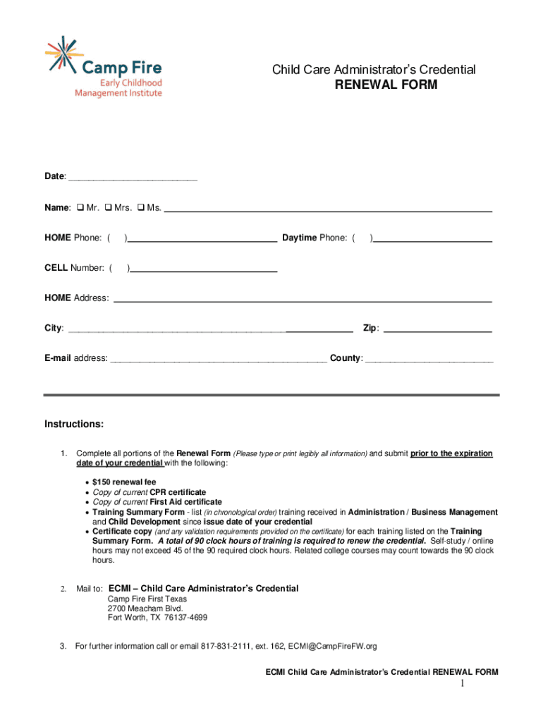 Fillable Online Form 4001, Renewal Application for Recognition of Day ...