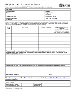 Request for Extension . Assessment Doc Template | pdfFiller
