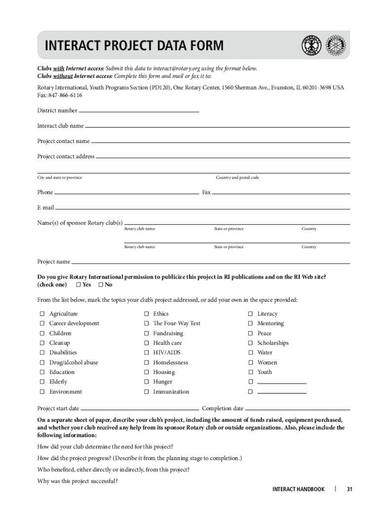 Fillable Online Rotary Interact Club Application Form - Fill Online ...