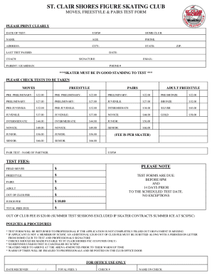 Fillable Online USFS Moves / Freestyle / Pairs Test Form - St Clair ...