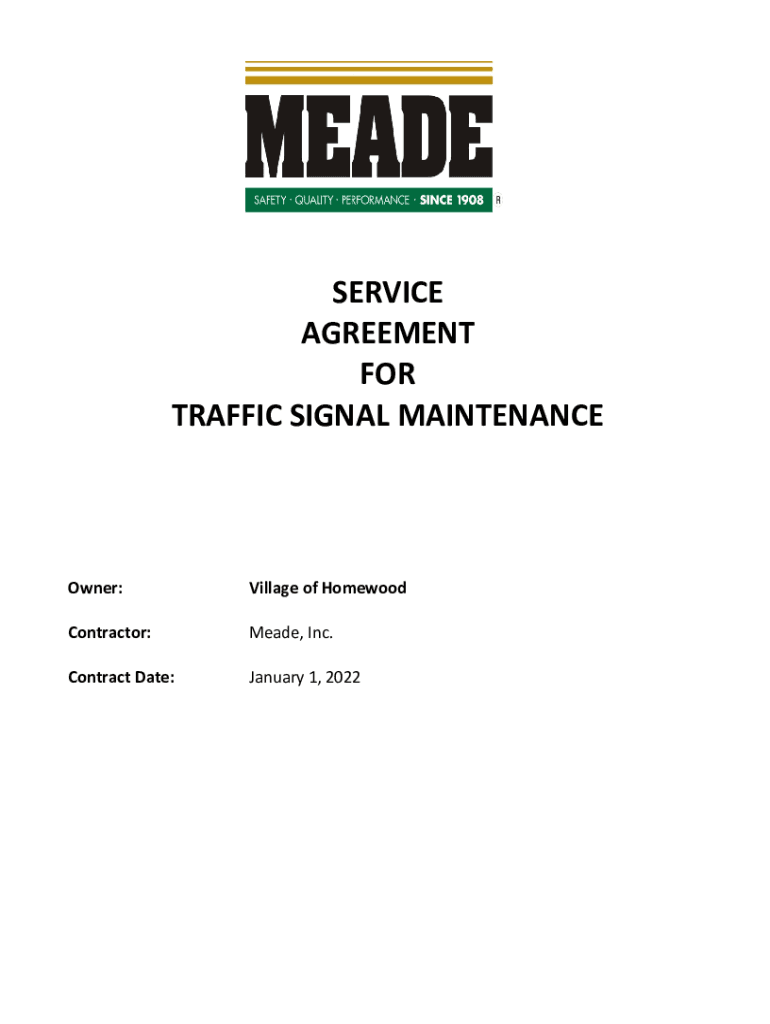 Fillable Online service agreement for traffic signal maintenance Fax ...