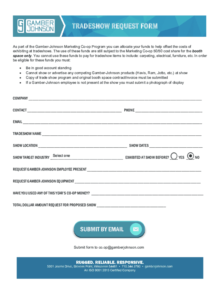 Fillable Online TRADESHOW REQUEST FORM Fax Email Print - pdfFiller